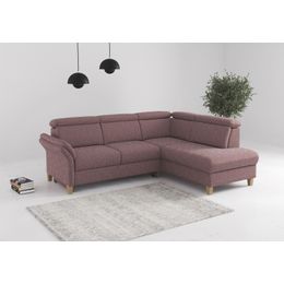 Ecksofa Home Affaire "Glendale, L-Form", aubergine, B:247cm H:84cm T:193cm, 100% Polyester, Sofas, Ecksofa, inkl. Kopfteilverstellung, wahlweise mit Vorziehsitz und Bettkasten