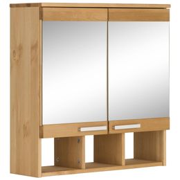 Spiegelschrank Home Affaire "JOSIE", beige (gelaugt natur), B:60cm H:62cm T:20cm, Massivholz, Schr&auml;nke, Spiegelschrank, Breite 60 cm, aus Massivholz, verstellbarer Einlegeboden, Metallgriffe