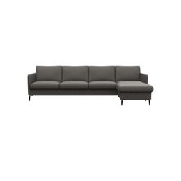 Ecksofa FLEXLUX "Fiore, L-Form, bequem und komfortabel durch hochwertigem Sitzaufbau", grau (warm mineral), B:280cm H:85cm T:159cm, Sofas, Ecksofa, schmale Armlehnen, Kaltschaum, F&uuml;&szlig;e Alu+schwarz