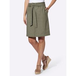 Cargorock Heine, Damen, Gr. 34, khaki, 55% Leinen, 45% Baumwolle, unifarben, kurz, R&ouml;cke Cargorock