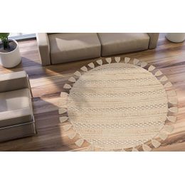 Wollteppich me gusta "Bohist 325", beige (natur), B:160cm H:18mm L:160cm &Oslash;:160cm, Wolle, Teppiche, Wollteppich