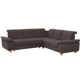 Ecksofa Home Affaire "Dalia L-Form", grau (dunkelgrau), B:256cm H:83cm T:236cm, Luxus-Microfaser Florence (100% Polyester);Luxus-Microfaser weich (90% Polyester, 10% Polyamid);Webstoff (100% Polyester), Sofas, Ecksofa, mit Federkernpolsterung, wahlweise mit Bettfunktion, Bettkasten