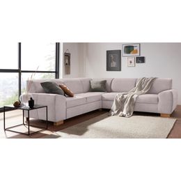 Ecksofa DOMO collection "Incanto kubische Formensprache, komfortabel, flache Armlehnen, L-Form", grau (taupe), B:260cm H:81cm T:260cm, Sofas, Ecksofa, wahlweise mit Bettfunktion
