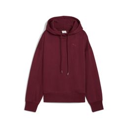 Kapuzensweatshirt Puma "HER OVERSIZED HOODIE FL", Damen, Gr. S, ruby shimmer, Fleece, Obermaterial: 68% Baumwolle, 32% Polyester, unifarben, oversize normal, angesetztes B&uuml;ndchen, Sweatshirts Kapuzensweatshirt, mit K&auml;ngurutasche, mit Kapuze, Oversize-Passform