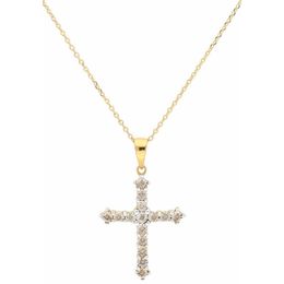 Kreuzkette Firetti "Schmuck Geschenk Halsschmuck Halskette Silberkette Kreuz", silber (silber, 925, goldfarben), Halsketten, Damen, Diamanten Silber 925 (Sterlingsilber), L: 45 B: 0,65mm, Diamanten, Silber 925 (Sterlingsilber), Kreuzkette, mit Diamanten, B:0,65mm