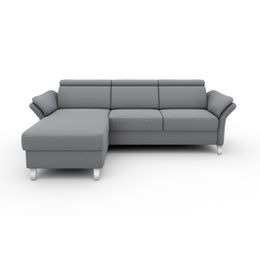 Sit & More Ecksofa SIT & MORE "Vincenzo L-Form", grau (hellgrau), B:252cm H:84cm T:165cm, Sofas, Ecksofa, inklusive Kopfteilverstellung, wahlweise mit Bettfunktion, Bettkasten