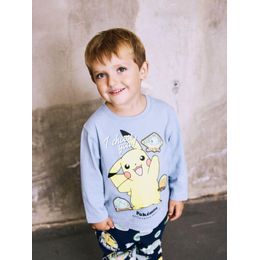 Langarmshirt name it "NMMJUMBO POKEMON NREG LS TOP BOX SKY", Jungen, Gr. 98, blau (dusty blau), Jersey, Obermaterial: 95% Baumwolle, 5% Elasthan, bedruckt, regular fit normal, Rundhals, Shirts Langarmshirt