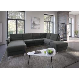 Sit & More Wohnlandschaft SIT & MORE "Palmera U-Form, B: 308 cm", grau (anthrazit), B:308cm H:89cm T:212cm, 100% Polyester, Sofas, Wohnlandschaft, optional Bettfunktion & Bettkasten, Federkern