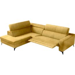 Ecksofa Egoitaliano "Edith, Designsofa mit hohem Sitzkomfort, L-Form", gelb, B:269cm H:96cm T:203cm, Luxus-Micofaser Lederoptik (100% Polyester) ist ein neues technisches Gewebe mit einem visuellen und taktilen Aspekt, der dem Nubuk sehr nahe kommt, mit innovativen Eigenschaften. Seine au&szlig;erordentliche Weichheit kommt von einem exklusiven Produktionsprozess, der Unreinheiten und Unregelm&auml;&szlig;igkeiten