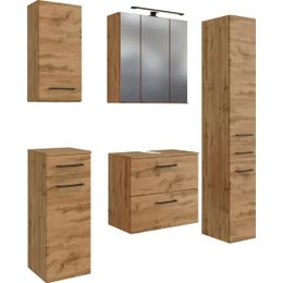 Badm&ouml;bel-Set Welltime "Chicago", braun (wotaneiche), B:120cm H:200cm T:35cm, MDF, Kastenm&ouml;bel-Sets, Badm&ouml;bel-Set