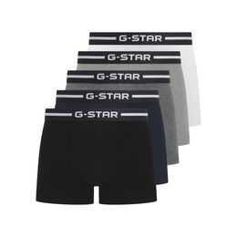 G-Star Raw Boxershorts G-STAR "HEMLOCK, 5 PACK TRUNKS", Herren, Gr. XL, 5 Stk., schwarz, hellwei&szlig;, grau marl, dunkelgrau marl, navy, Jersey, Obermaterial: 95% Baumwolle, 5% Elasthan, unifarben, eng, Unterhosen Boxershorts, Bund mit Logoschriftzug