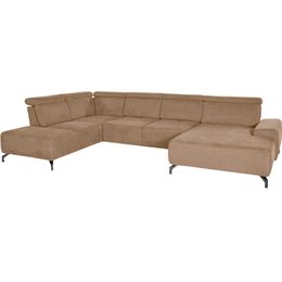 Sit & More Wohnlandschaft SIT & MORE "Gizeh U-Form", braun (machiato), B:340cm T:230cm, Sofas, Wohnlandschaft, 12 cm Fu&szlig;h&ouml;he, inklusive Sitztiefenverstellung und Kopfteilverstellung
