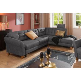 Ecksofa Home Affaire "Trondheim L-Form", grau (anthrazit), B:260cm H:89cm T:90cm, Struktur weich ( 97% Polyester, 3% Baumwolle);Luxus-Microfaser ALTARA NUBUCK (100% Polyester);Luxus-Microfaser Lederoptik (100% Polyester), Sofas, Ecksofa, mit Federkern