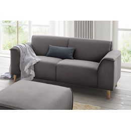 2-Sitzer Home Affaire "Janek Scandic Design, elegant und zeitlos", schwarz (pepper), B:178cm H:81cm T:90cm, Struktur fein ( 100% Polyester);Struktur weich (92% Polyester, 8% Nylon);Struktur weich (92% Polyester, 8% Nylon), Sofas, 2-Sitzer, mit Federkern und Keder in scandinavischem Design