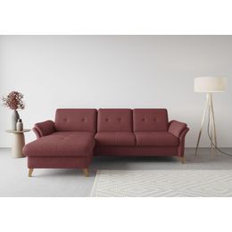 Sit & More Ecksofa SIT & MORE "G&ouml;teborg", lila (chianti), B:268cm H:90cm T:176cm, Sofas, Ecksofa, Sitztiefenverstellung und Federkern, wahlweise mit Bettfunktion
