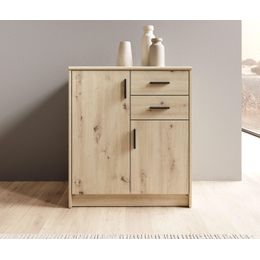HBZ-MEBLE Sideboard HBZ "Nelly Kommode, BxHxT 74x86x50cm", braun (artisan eiche), B:74cm H:86cm T:50cm, Sideboards, Sideboard, Breite 74cm, Einlegeb&ouml;den verstellbar, foliert