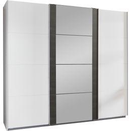 Schwebet&uuml;renschrank wimex "Bern Schiebet&uuml;renschrank TOPSELLER", wei&szlig; (wei&szlig;, raw steel, alu), B:270cm H:236cm T:64cm, Holzwerkstoff, Schr&auml;nke, Schwebet&uuml;renschrank, Schrank mit zus&auml;tzlicher Innenausstattung, Garderobe