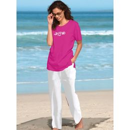 Kurzarmshirt Casual Looks "Shirt", Damen, Gr. 54, pink (fuchsia), 100% Baumwolle, bedruckt, gemustert, unifarben, Rundhals, Shirts Kurzarmshirt