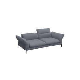 2,5-Sitzer FLEXLUX "Salino, Funktionssofa, Relaxsofa", blau (navy blau), B:215cm H:88cm T:105cm, 62% Polyester, 17% Cotton, 14% Viscose, 7% Linen, Sofas, 2 5-Sitzer, Sofa mit Arm- und Kopfteil-Verstellungen, Kaltschaum & Stahl-Wellen