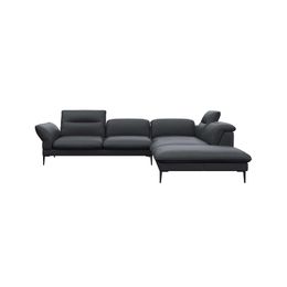 Ecksofa FLEXLUX "Salino, Funktionssofa mit Ottomane, Relaxsofa, Ecksofa", schwarz (deep schwarz), B:287cm H:88cm T:239cm, Sofas, Ecksofa, Sofa mit Arm- und Kopfteil-Verstellungen, Kaltschaum & Stahl-Wellen