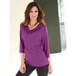 Wasserfallshirt Inspirationen "Shirt", Damen, Gr. 40, lila (violett), 95% Viskose, 5% Elasthan, unifarben, Wasserfallausschnitt, Shirts Wasserfallshirt