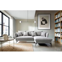 Ecksofa OTTO HOME "LIVORNO,258 cm, L-Form", grau (hellgrau), B:258cm H:91cm, 100% Polyester;PU-Schaum und Nosag-Federung.;Federung Ottoman : 12 x Feder Type B 1650mm;Ferderung 2 Sitzer: 10 x Feder Type B 650 mm;Sitz und Funktion: Schaum T30/40 8 cm., Sofas, Ecksofa, Schlaffunktion u. Bettkasten (139/224cm), Samt, Struktur, Webstoff