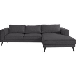 Ecksofa Home Affaire "Lumber Jack, elegant und bequem, Breite 280, hoher Fu&szlig;, L-Form", schwarz (obsidian), B:280cm H:85cm T:167cm, Sofas, Ecksofa, in moderner Optik