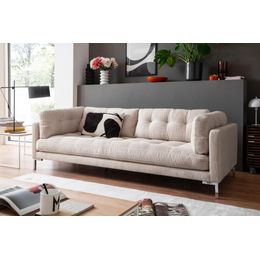 3-Sitzer TRENDS BY HG "Landau", beige, B:228cm H:75cm T:92cm, Baumwoll - Polyester Mix, Sofas, 3-Sitzer, in Cord-Stoff mit Metallfu&szlig;