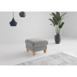 Polsterhocker Home Affaire "Rochelle", grau (hellgrau), B:58cm H:47cm T:58cm, 100% Polyester, Hocker, Polsterhocker, Massive 12 cm Holzbeine