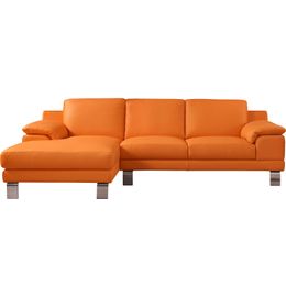 Ecksofa Egoitaliano "Shakira, Design und super Sitzkomfort auf hohem Niveau, tolle Details", orange, B:236cm H:84cm T:152cm, Leder &raquo;BULL&laquo; (echtes Rindsleder). Geschliffenes, pigmentiertes und behandeltes Rindsleder mit einer Dicke von 1, 3-1, 5 mm. Dieses Leder zeigt eine ziemlich weiche Hand mit einem halb undurchsichtigen Aussehen. Es handelt sich um ein gesch&uuml;tztes Leder. Eine leichte Deckschic