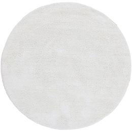 Teppich CarpetFine "Silky", beige (creme), H:20mm &Oslash;:200cm, Mikropolyester, Teppiche, Teppich, Shaggy, Langflor, uni, besonders weich, handarbeit