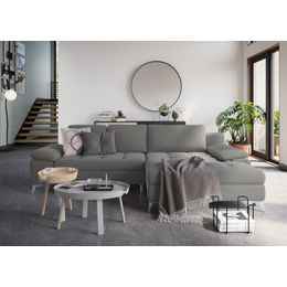 Sit & More Ecksofa SIT & MORE "Latigo L-Form", grau, B:290cm T:163cm, Sofas, Ecksofa, mit Mega-Recamiere, wahlweise mit Bettfunktion und Bettkasten