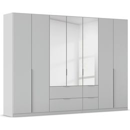 Dreht&uuml;renschrank OTTO HOME "Kleiderschrank Schrank Garderobe AGORDO mit Dekor- oder Hochglanzfront", grau (seidengrau), B:315cm H:229cm T:54cm, Holzwerkstoff, Schr&auml;nke, Dreht&uuml;renschrank, mit Au&szlig;enschubk&auml;sten, in 7 Breiten und 2 H&ouml;hen MADE IN GERMANY