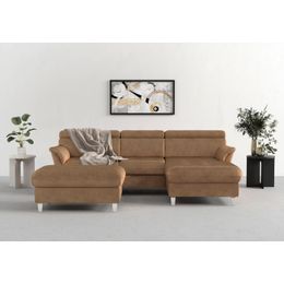 Sit & More Ecksofa SIT & MORE "Marano L-Form", braun (macciato), B:257cm T:166cm, 100% Polyester, Sofas, Ecksofa, inklusive Kopfteilverstellung, wahlweise mit Bettfunktion, Bettkasten