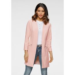 Longblazer Laura Scott, Damen, Gr. 46, rosa, Jersey, Obermaterial: 95% Polyester, 5% Elasthan, figurbetont, tiefer V-Ausschnitt, Blazer Longblazer, mit Rei&szlig;verschl&uuml;ssen, Topseller