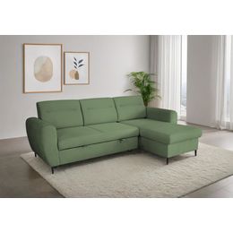 Ecksofa TRENDS BY HG "Bella L-Form, B: 248 cm", b639 loft 11 wintermoss, B:248cm H:87cm T:153cm, 100% Polyester, Sofas, Ecksofa, mit Bettfunktion & Bettkasten