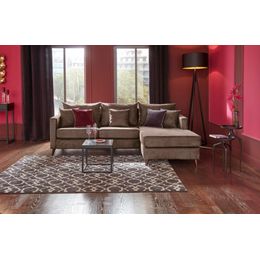 Ecksofa Home Affaire "Renesse L-Form", grau (taupe), B:234cm H:90cm T:160cm, Samtvelours 100% Polyester;Luxus-Microfaser ALTARA NUBUCK (100% Polyester), Sofas, Ecksofa, lose Kissen, Keder an Sitzkissen