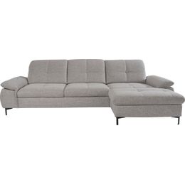 Ecksofa Alina "Melina", grau (kiesel tta 9), B:274cm H:100cm T:203cm, Struktur TTA (100% Polyester), Sofas, Ecksofa, In 2 Breiten, Wahlweise mit und ohne Bettfunktion