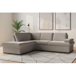 Sit & More Ecksofa SIT & MORE "Moreno L-Form, B: 238 cm", grau (taupe), B:238cm H:82cm T:202cm, 95% Polyester, 5% Polyamid, Sofas, Ecksofa, mit Armteilverstellung, optional Bettfunktion