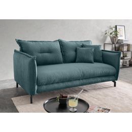 3-Sitzer Home Affaire "LAVA Breite 198 cm, modern und elegant, aktuelle Kissenoptik, bequem", petrol, B:198cm H:94cm T:110cm, Sofas, 3-Sitzer, Armlehnen verstellbar