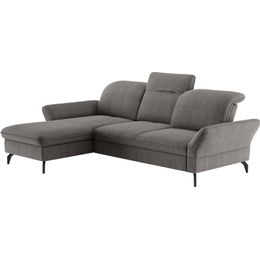 Sit & More Ecksofa SIT & MORE "Leandro L-Form", grau, B:267cm H:88cm T:200cm, 90% Polyester, 10% Polyamid, Sofas, Ecksofa, Wahlweise mit Bett-, Kopfteil - und Armlehnfunktion, sowie Bettkasten