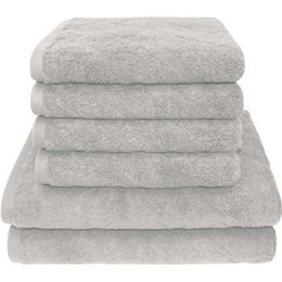 Handtuch Set Dyckhoff "City Lights", silber, 6 Stk., Walkfrottier, Walkfrottier, Obermaterial: 100% Baumwolle, Handtuch-Sets, Handtuch Set, 4 Handt&uuml;cher (50x100cm), 2 Duscht&uuml;cher (70x140cm)