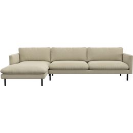 Ecksofa FLEXLUX "Bolzano, elegant und bequem, L-Form", beige (sandy beige), B:294cm H:61cm T:165cm, 100% Polyester, Sofas, Ecksofa, Sitzaufbau mit Kaltschaum & Stahl-Wellen, loose Sitz -& R&uuml;ckenkissen