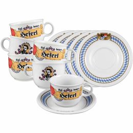 Tasse Seltmann Weiden "Kaffeetassen mit Untertassen Compact Bayern 210 ml 6er Set bunt", bunt, Porzellan, Trinkgef&auml;&szlig;e, Tasse