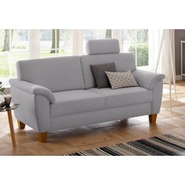 3-Sitzer Home Affaire "Alta", grau, B:186cm H:87cm T:88cm, Struktur fein ( 100% Polyester);Luxus-Microfaser ALTARA NUBUCK (100% Polyester);Struktur ( 100% Polyester), Sofas, 3-Sitzer, mit Federkern und Kontrastnaht, F&uuml;&szlig;e Buche eichefarben