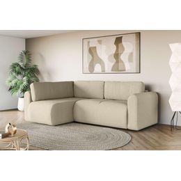 Ecksofa OTTO HOME "Zacharia wahlweise Schlafsofa mit Bettkasten, B/T/H 250/166/86 cm", grau (taupe), B:250cm H:86cm T:166cm, 100% Polyester, Sofas, Ecksofa, L-Form mit Wellenunterfederung, Ottomane rechts oder links bestellbar