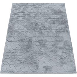 Hochflor-Teppich Paco Home "Arnheim 745", grau, B:120cm H:26mm L:160cm, Polyester, Teppiche, Hochflor-Teppich, Uni Farben, modernes geometrisches Design, besonders weich