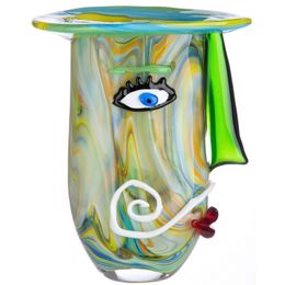 Tischvase CASABLANCA BY GILDE "Plato", gr&uuml;n, B:21cm H:29cm T:19,5cm, Glas, Vasen, Tischvase, dekorative Vase aus Glas, Blumenvase