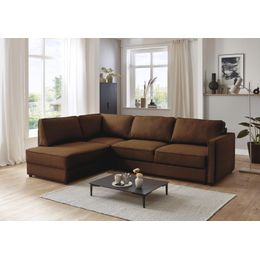 Schlafsofa "Chill", braun (karamellbraun), B:250cm H:86cm T:200cm, 100% Polyester, ATLANTIC HOME COLLECTION, Sofas, Schlafsofa, Ecksofa mit Bettfunktion und Bettkasten