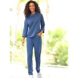 Hausanzug Heine, Damen, Gr. 38, jeansblau, 82% Baumwolle, 18% Polyester, Homewear-Sets Hausanzug